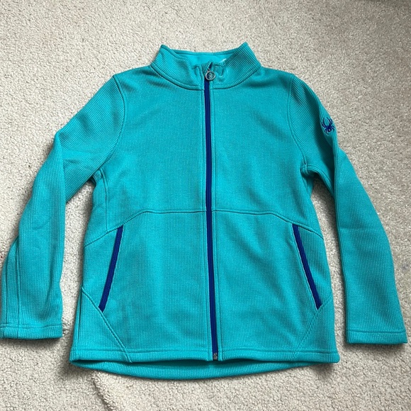 Spyder | Jackets & Coats | Spyder Teal Blue Knit Jacket | Poshmark